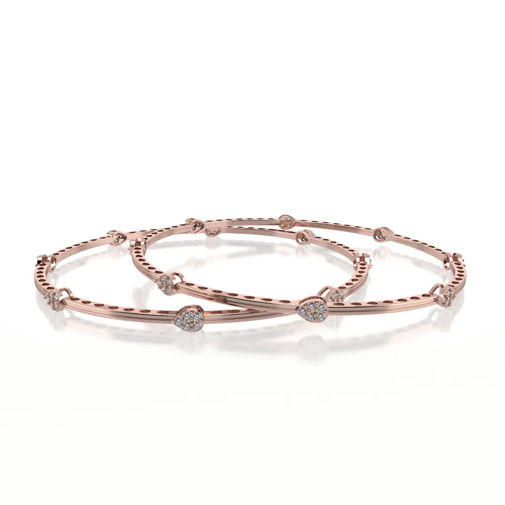 Rain Drop 18kt Open Setting Diamond Bangle - EF-IF Diamond Jewellery