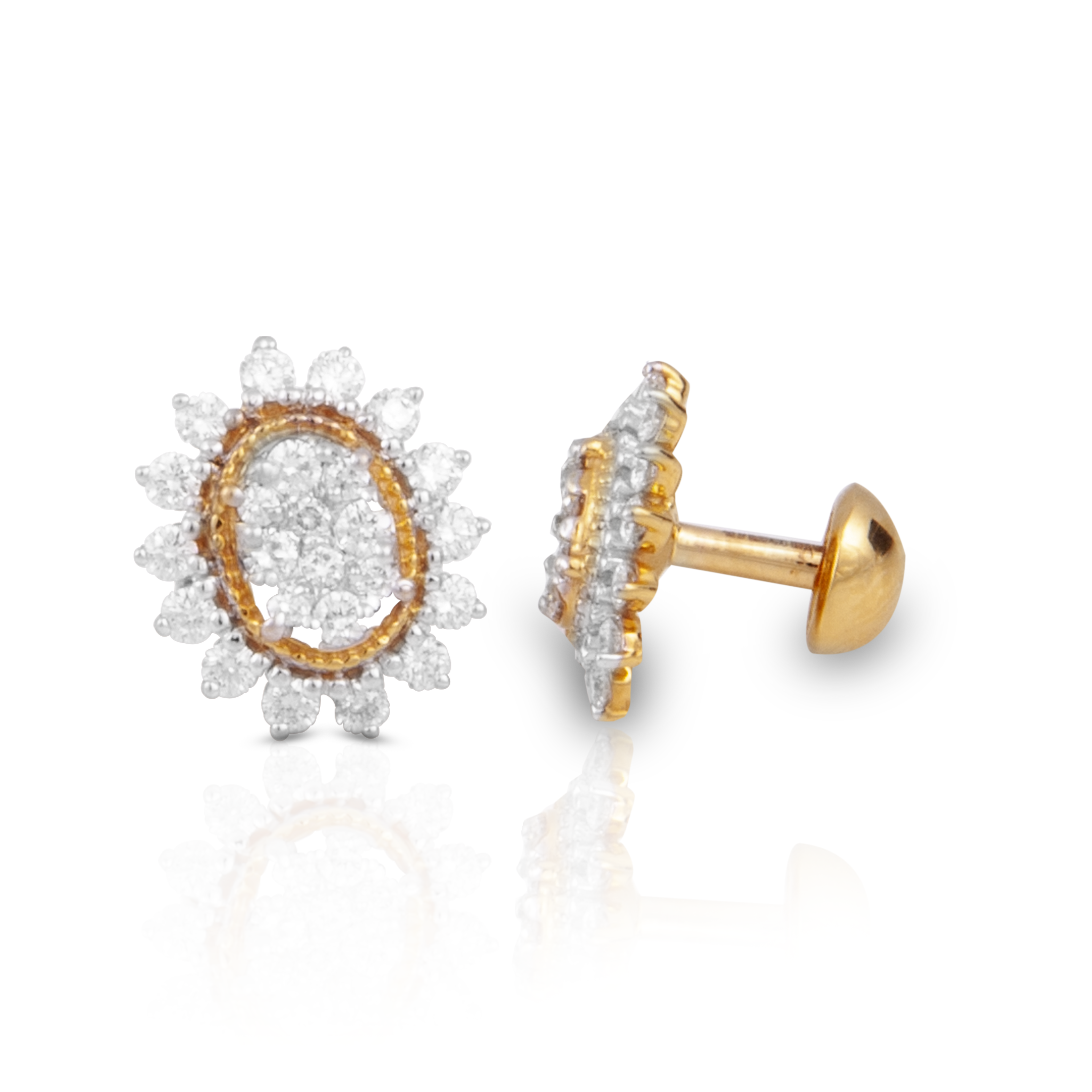 The Fleur Oval 18k Yellow Gold Diamond Studs - EFIF Diamonds – EF-IF ...